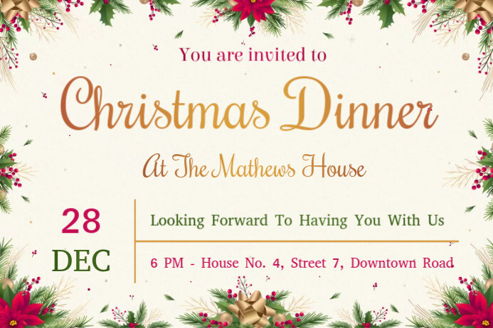 christmas dinner invite Template | PosterMyWall