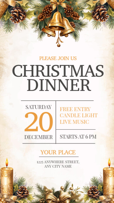 christmas dinner invite Template | PosterMyWall