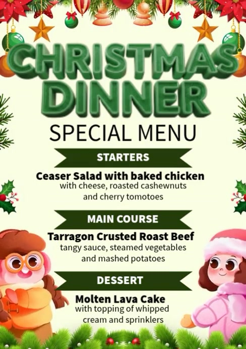 Christmas Dinner Menu Template | PosterMyWall