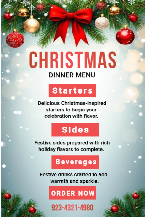 Christmas Dinner Menu Instagram Story Template | PosterMyWall