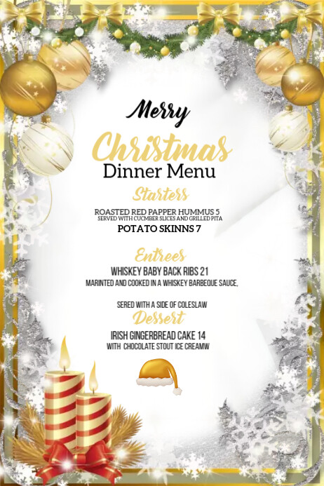 Christmas dinner menu poster Template | PosterMyWall