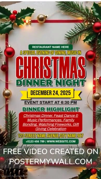Christmas Dinner Night Ads Template | PosterMyWall