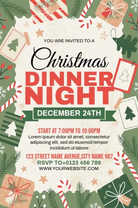 Christmas Dinner Night Ads Template | PosterMyWall