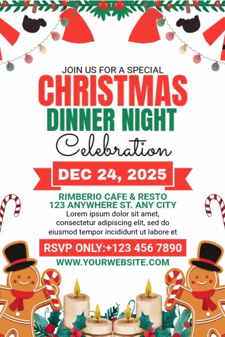 Christmas Dinner Night Celebration Template | PosterMyWall