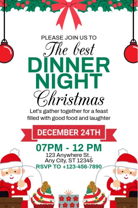 Christmas Dinner Night Template | PosterMyWall