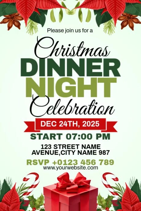 Christmas Dinner Night Template | PosterMyWall