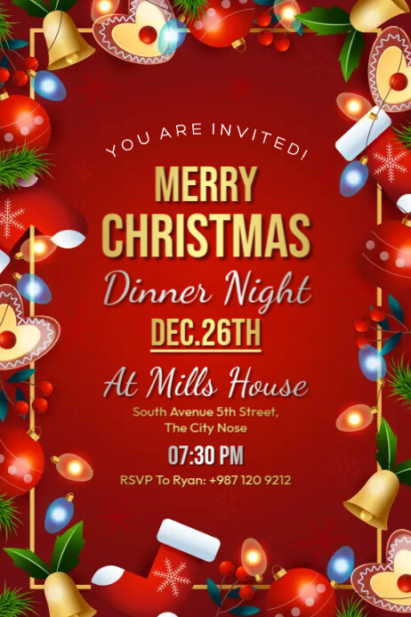 Plantilla de Christmas Dinner Night Invitation | PosterMyWall