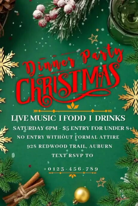 Christmas Dinner Party ads (2) Template | PosterMyWall