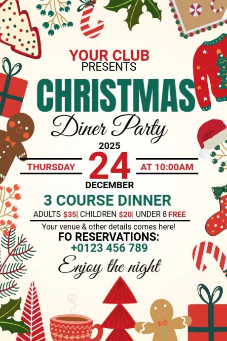 Christmas Dinner Party Ads Template | PosterMyWall