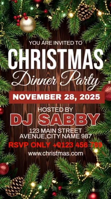 Plantilla de Christmas Dinner Party Ads | PosterMyWall