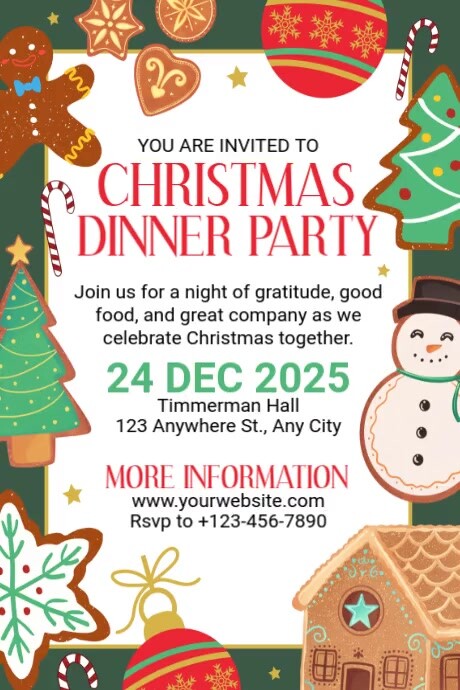 Christmas Dinner Party Ads Template | PosterMyWall