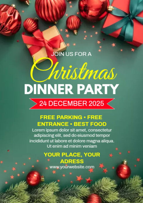 Christmas Dinner Party Template | PosterMyWall