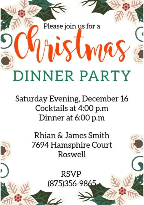 Christmas Dinner Party Template | PosterMyWall