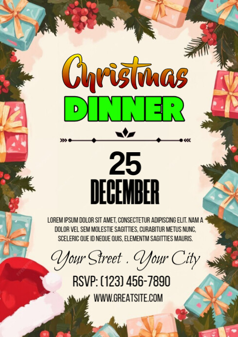 Christmas Dinner Party Template | PosterMyWall