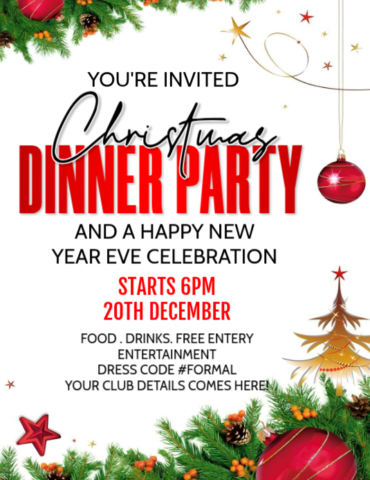 christmas dinner party Template | PosterMyWall