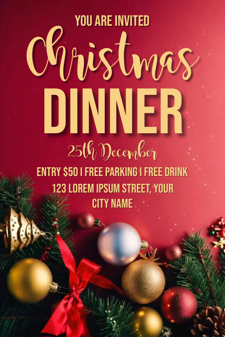 Christmas Dinner Party Template | PosterMyWall