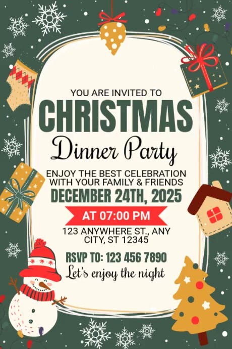 Christmas Dinner Party Template | PosterMyWall