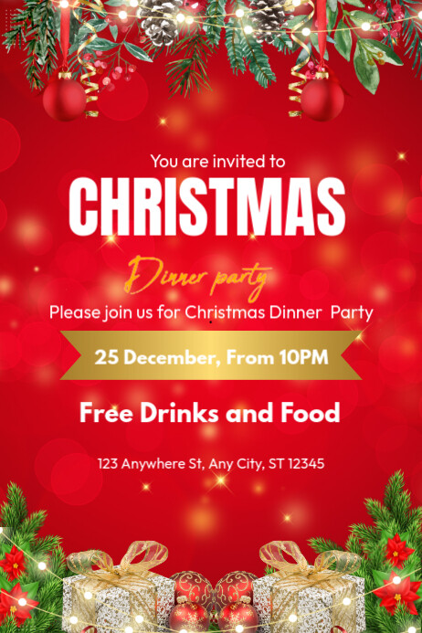 christmas dinner party Template | PosterMyWall