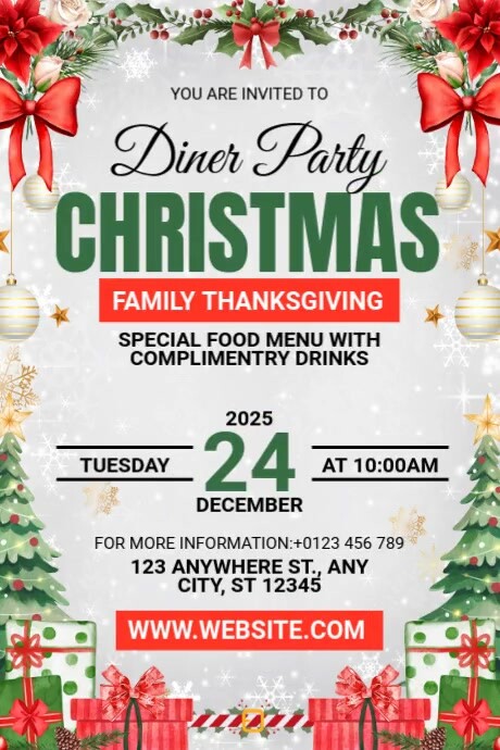 Christmas Dinner Party Template | PosterMyWall