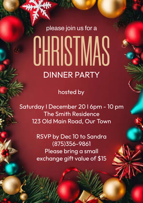Christmas Dinner Party Template | PosterMyWall