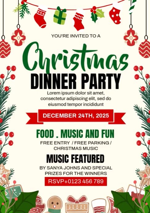 Christmas Dinner Party Template | PosterMyWall