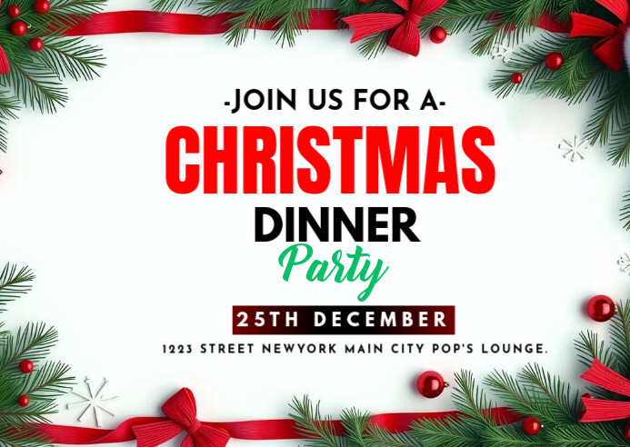 christmas dinner party Template | PosterMyWall