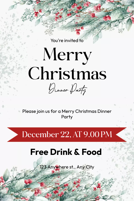Christmas dinner party Template | PosterMyWall