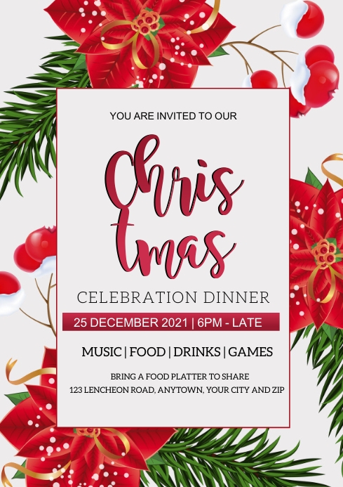CHRISTMAS DINNER PARTY EVENT Design Template | PosterMyWall