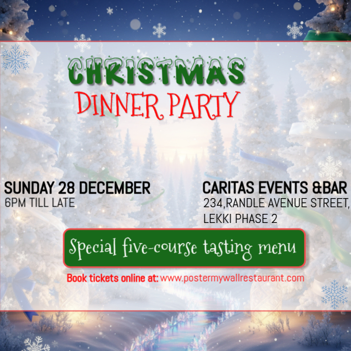 Christmas dinner party invitation design template | PosterMyWall