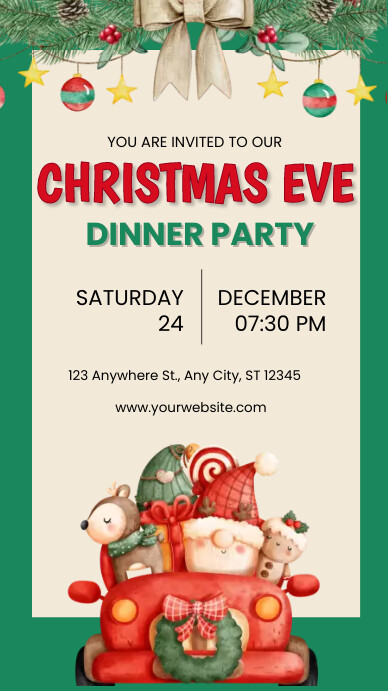 christmas dinner party invitation Template | PosterMyWall