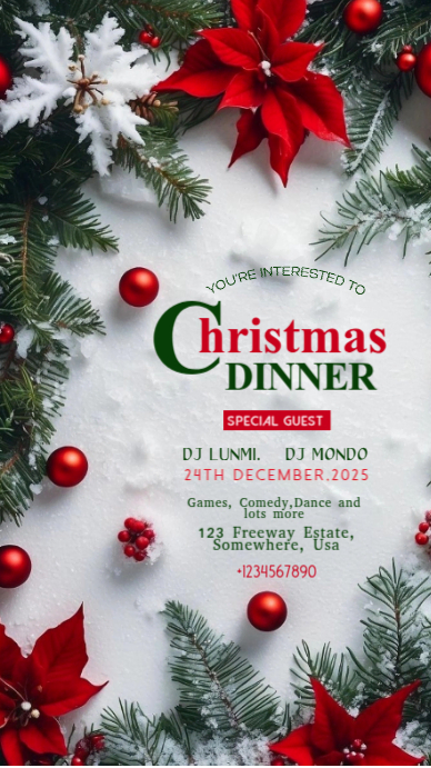 Modèle Christmas dinner party invitation | PosterMyWall