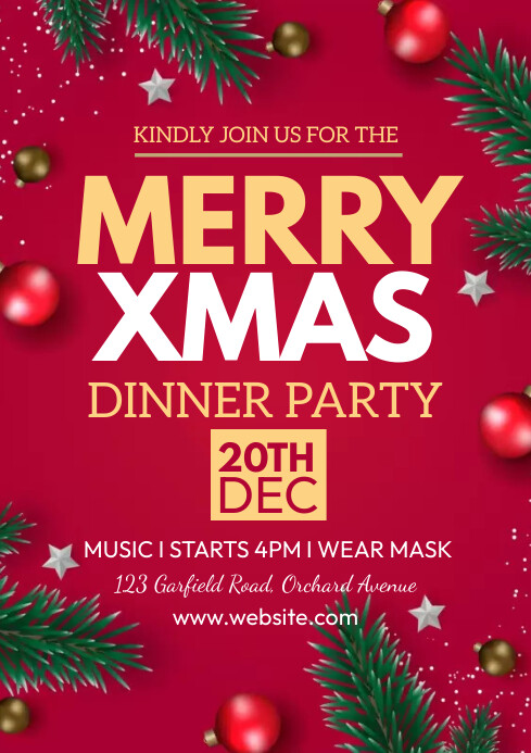 Christmas Dinner Party Invitation Template | PosterMyWall