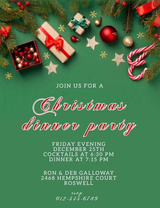 CHRISTMAS DINNER PARTY INVITE TEMPLATE | PosterMyWall
