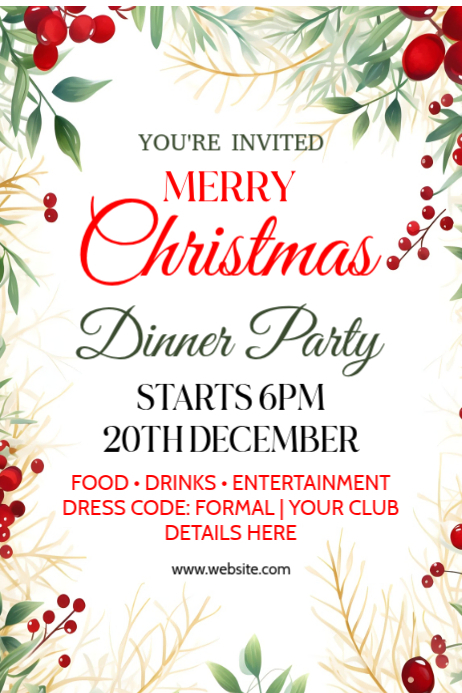 Christmas Dinner Party Poster Template | PosterMyWall