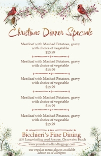 Christmas Dinner Specials Menu Template | PosterMyWall