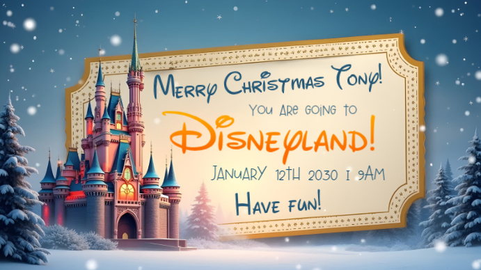 Christmas Disneyland Walt Disney World Ticket Template Design ...