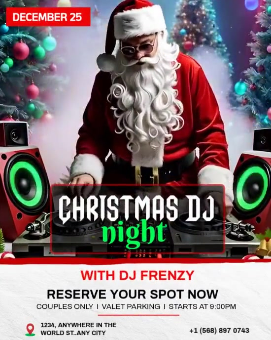 Christmas DJ Night Flyer - Santa DJ Party with DJ Frenzy Couples Event ...