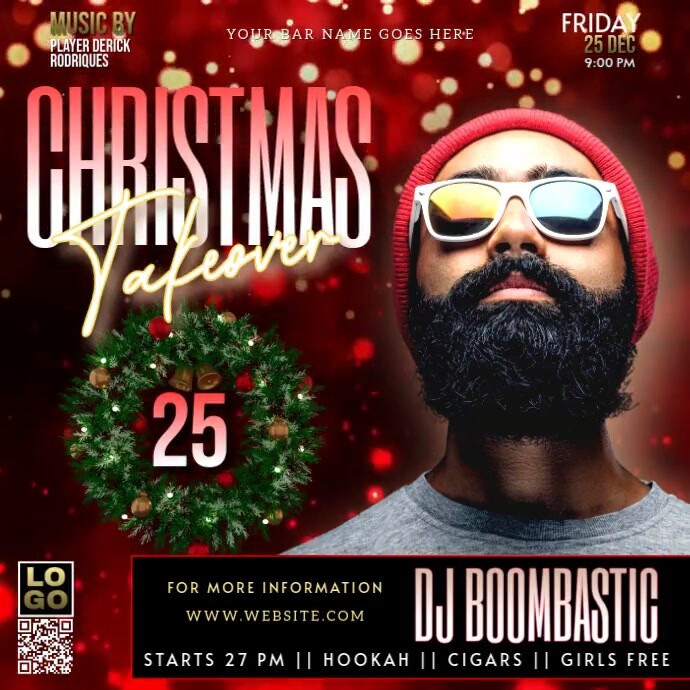 Christmas dj Party flyer Template | PosterMyWall