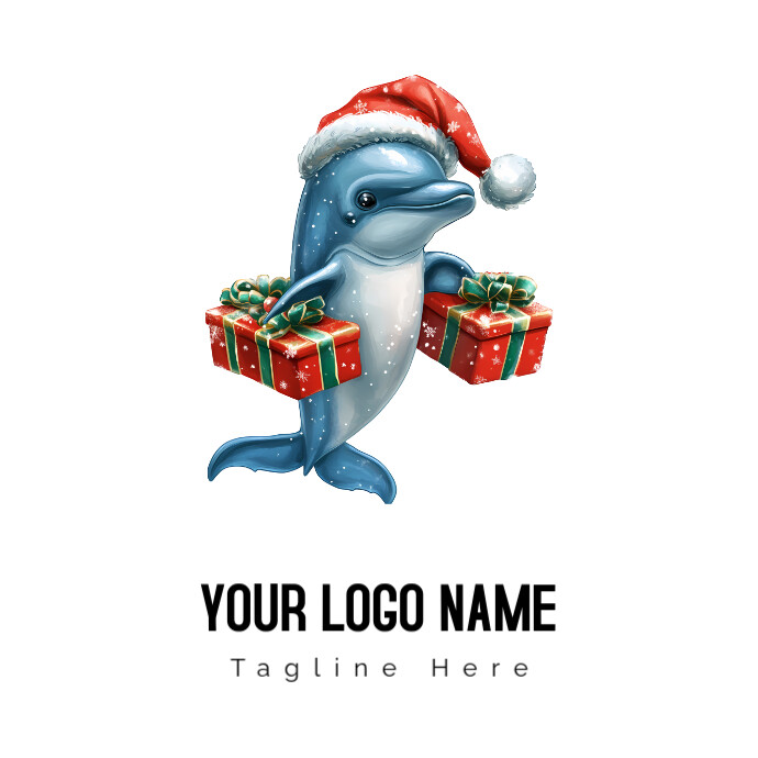 Copy of Christmas Dolphin - Dolphin With Christmas Presents Logo ...