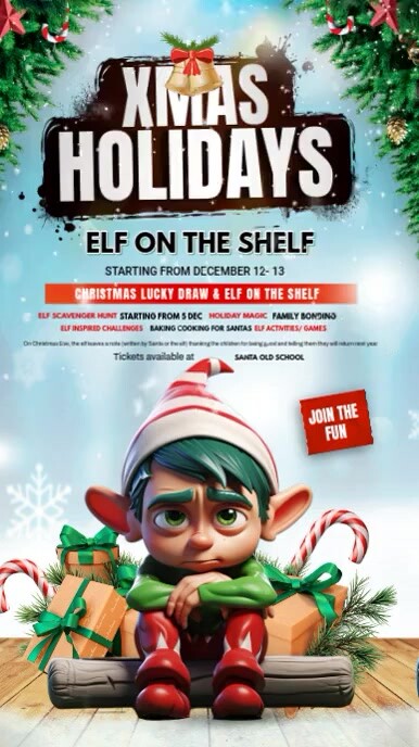 Christmas elf on the shelf Template | PosterMyWall