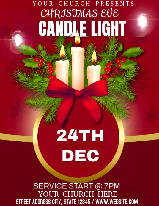 christmas eve candle light flyer Template | PosterMyWall