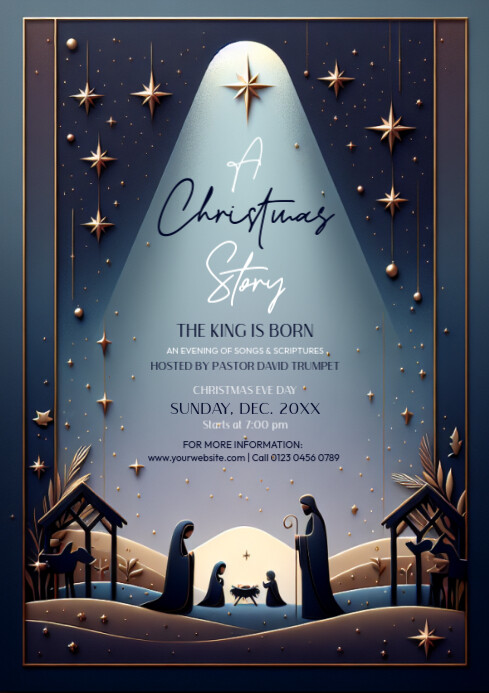 Christmas eve church nativity event flyer Template | PosterMyWall
