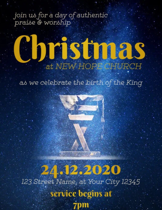 Christmas Eve Church Service Template | PosterMyWall