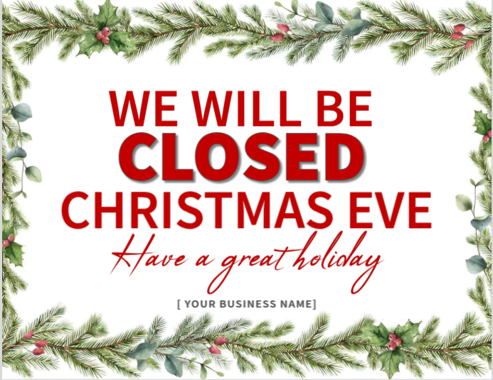 Christmas Eve Closure Notice Flyer – Elegant Holiday Design Template ...