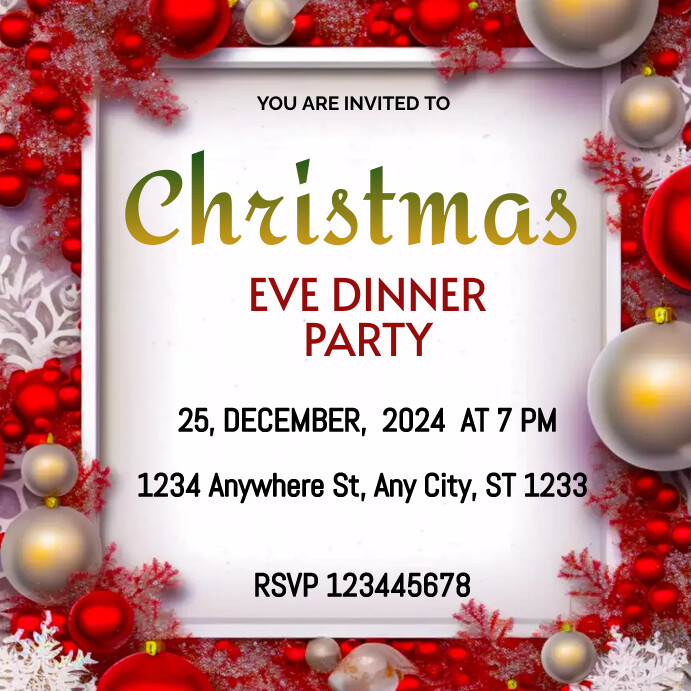 Christmas eve dinner invite Template | PosterMyWall