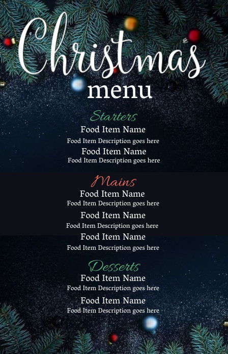 Christmas Eve Dinner Menu Template | PosterMyWall
