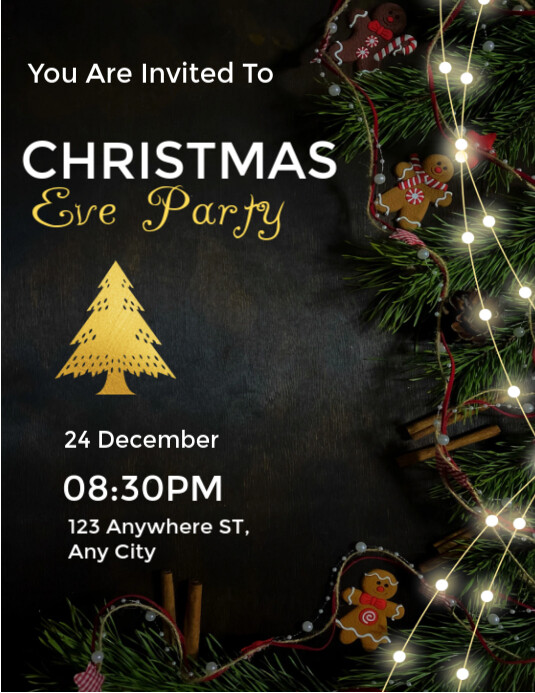 Christmas eve party invite (us Letter) Template | PosterMyWall