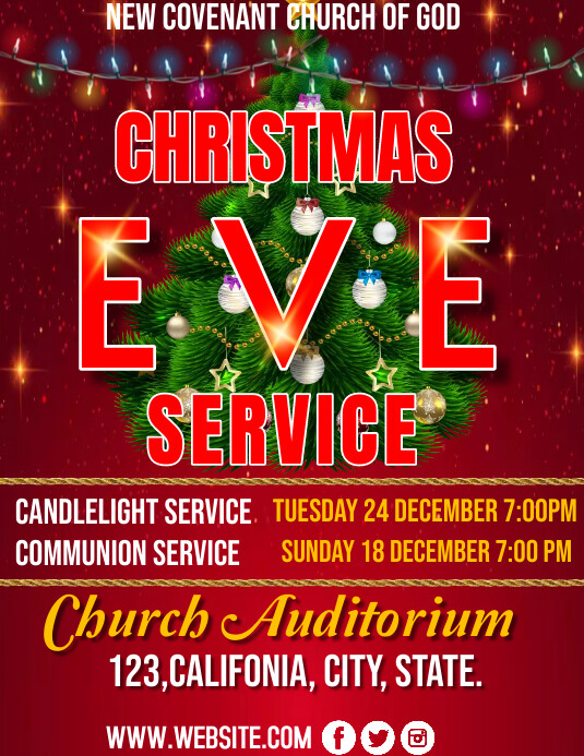 Christmas Eve service church template | PosterMyWall