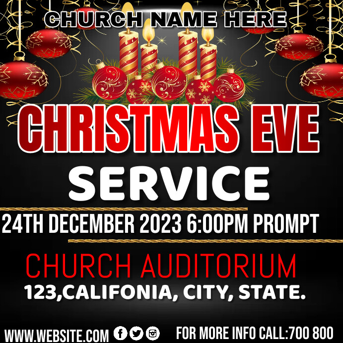 Christmas Eve service church template | PosterMyWall