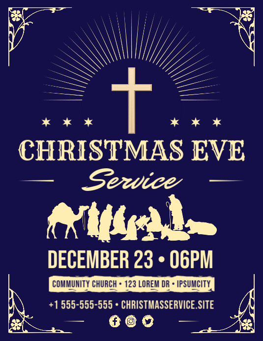 CHRISTMAS EVE SERVICE FLYER Template | PosterMyWall